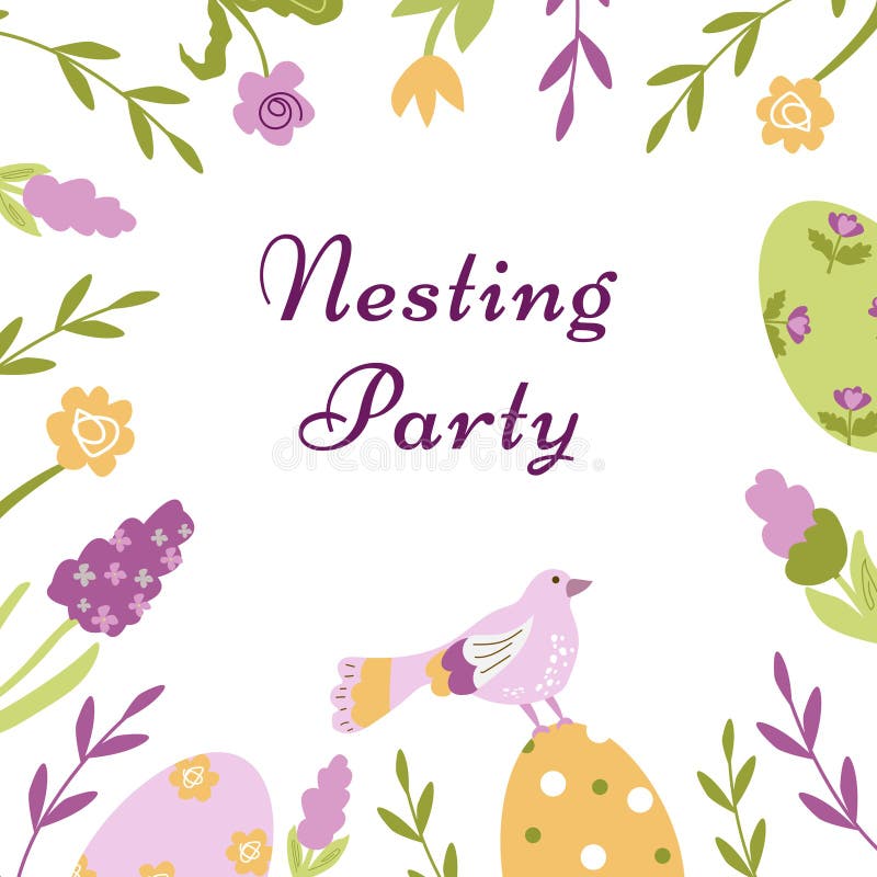 Design for Greeting Card for Nesting Party. Vector Illustration Stock ...