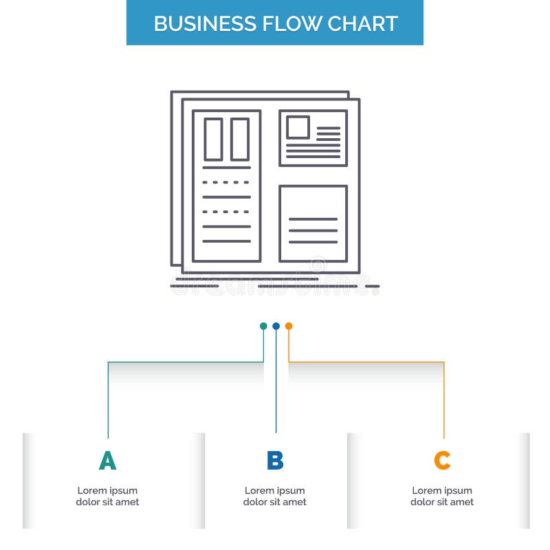 Design, Grid, Interface, Layout, Ui Business Flow Chart Design with 3 ...