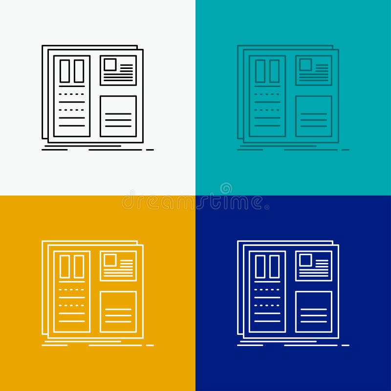 Design, Grid, Interface, Layout, Ui Icon Over Various Background. Line Style Design, Designed ...