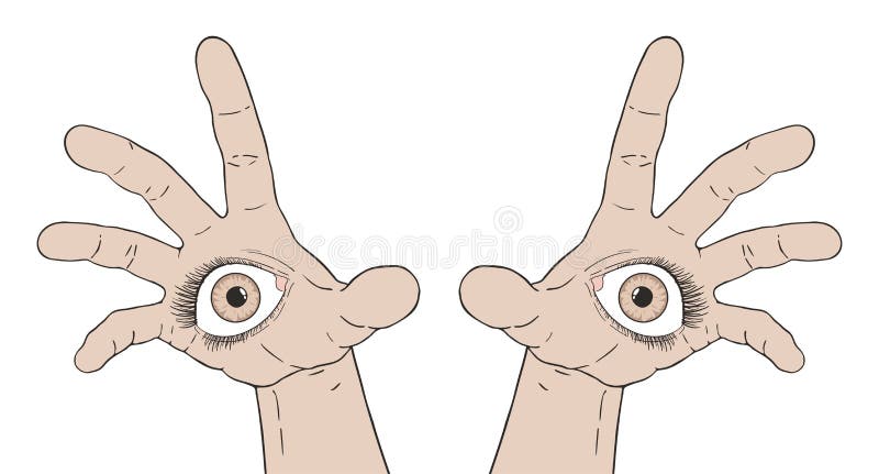 Design of hands with eyes stock vector. Illustration of look - 223204477