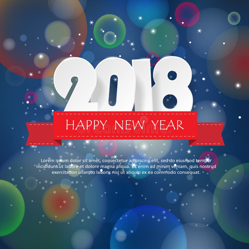 Design Happy New Year 2018 Greeting Card. Stock Vector - Illustration ...