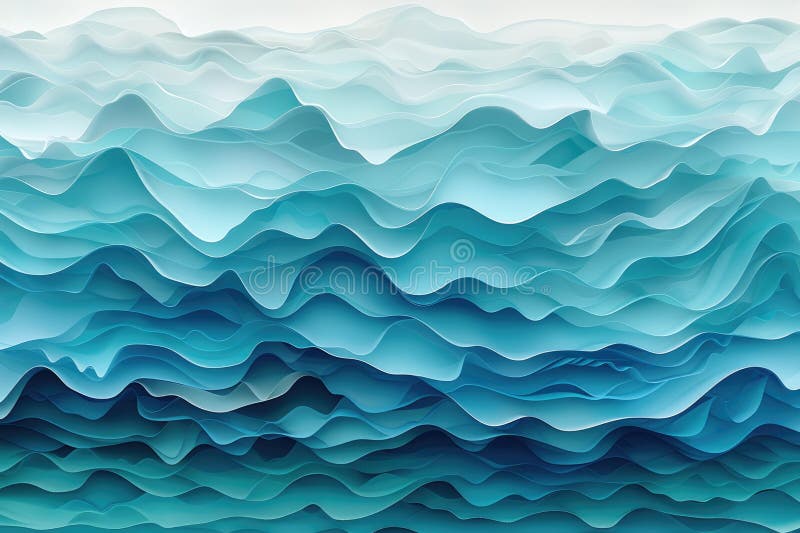 Fluid Art with Turquoise Waves in Abstract Layers, Embodying Tranquil ...