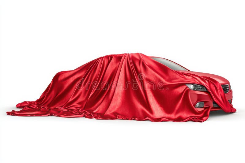 A High-resolution Digital Image of a Car Covered with a Red Cloth Stock ...
