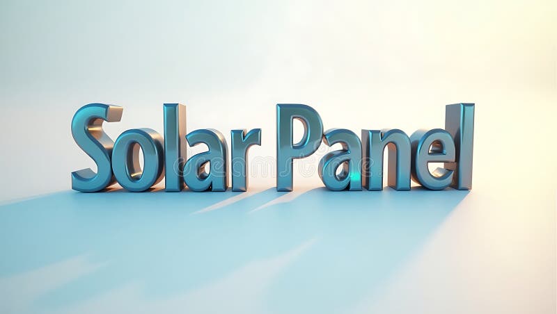 3D Typography of Solar Panel Term with Reflective Surface and Soft Light Effects Stock ...