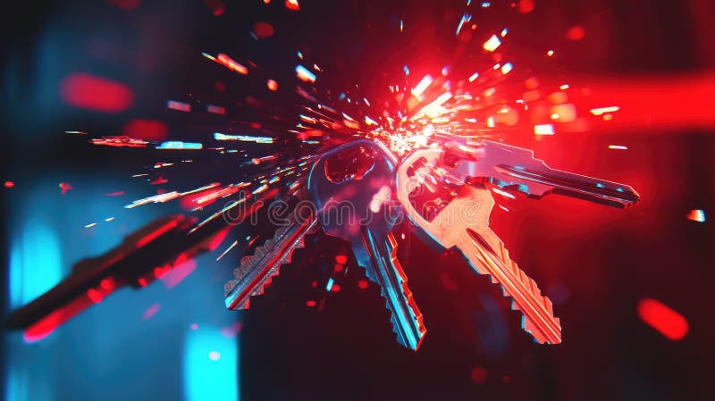 Design Holographic Exploded View of House Keys Stock Illustration ...