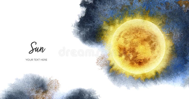 Design Horizontal Template with Space Watercolor Hand Drawn ...