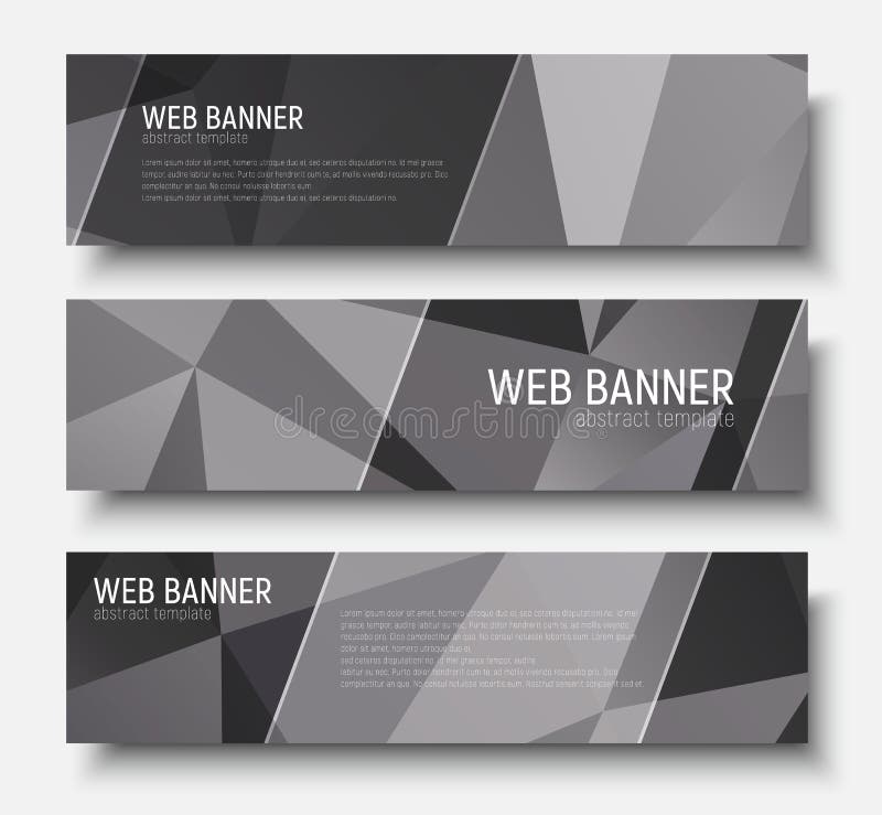 Design Horizontal Web Banners with Abstract Polygonal Background Stock ...