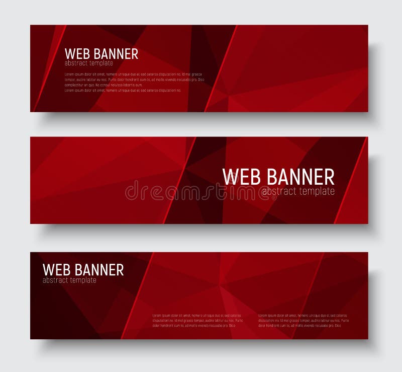 Design of Horizontal Web Banners with Abstract Red Polygonal Texture ...