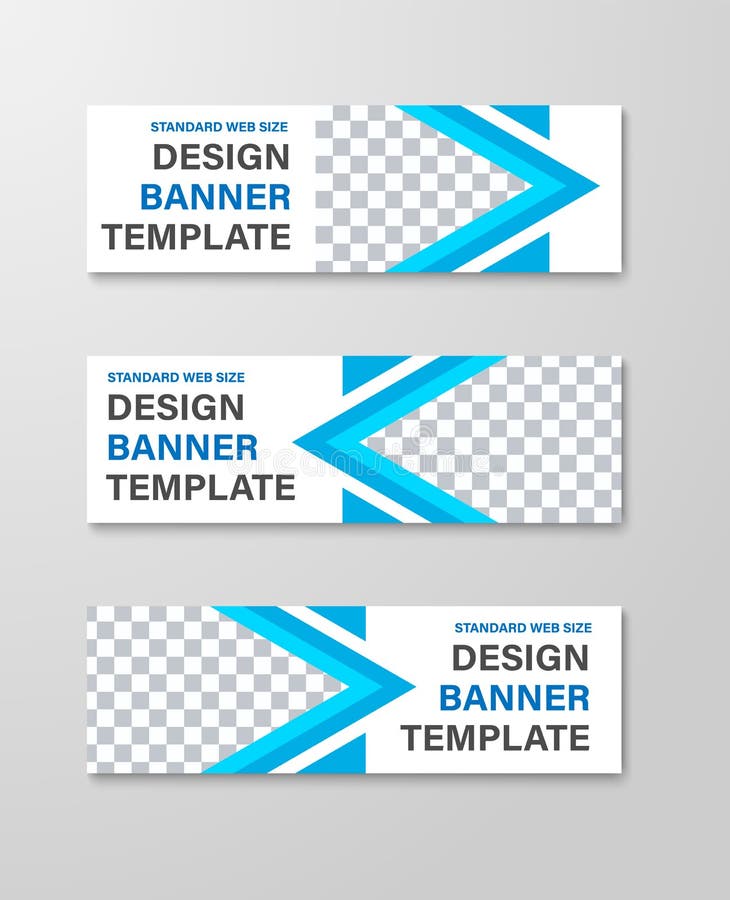 Design of Horizontal White Web Banners with Place for Photo and Blue ...