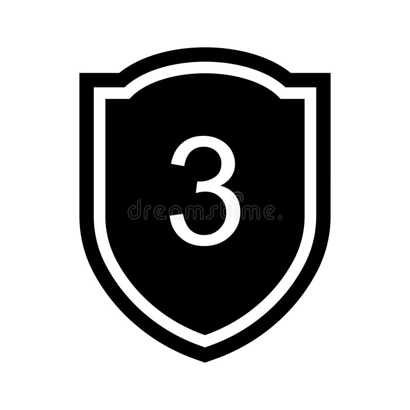 Design Icon of the Number 3 in a Shield Illustration Stock Illustration ...