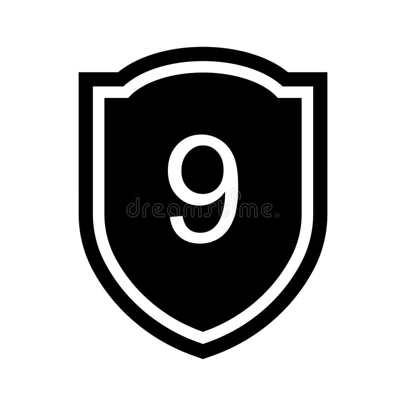 Design Icon of the Number 9 in a Shield Illustration Stock Illustration ...