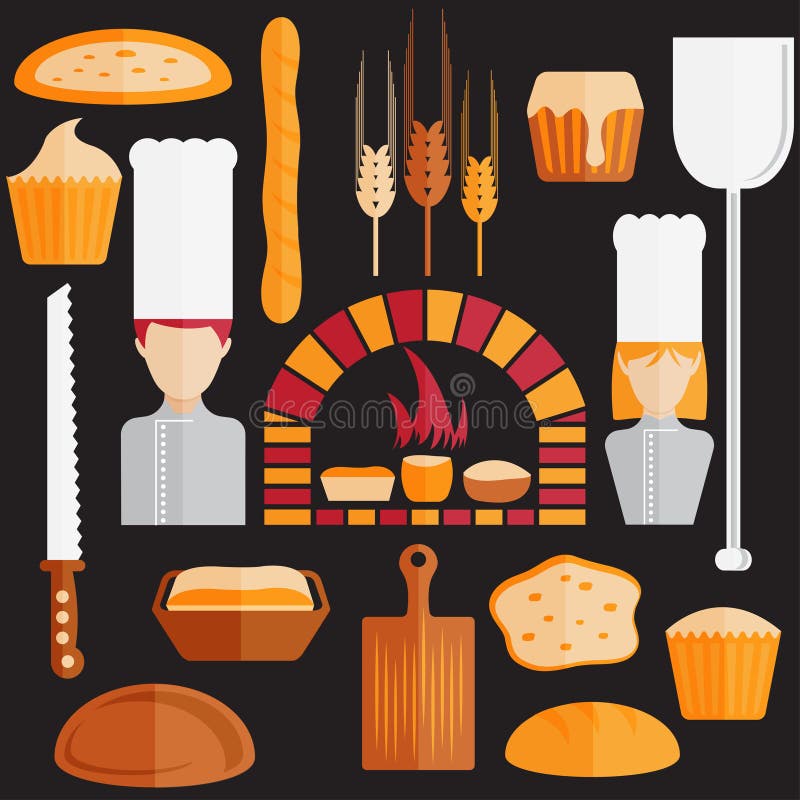 Design Icons of Bakery Theme Stock Vector - Illustration of oven ...
