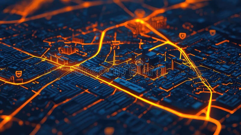 Design Illuminated Effect on City Zoning Map Infographic Stock ...