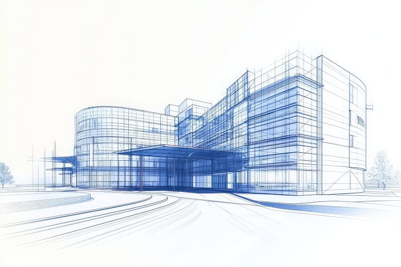 Architectural Blueprint Showcasing Modern Building Design and Layout Stock Illustration ...