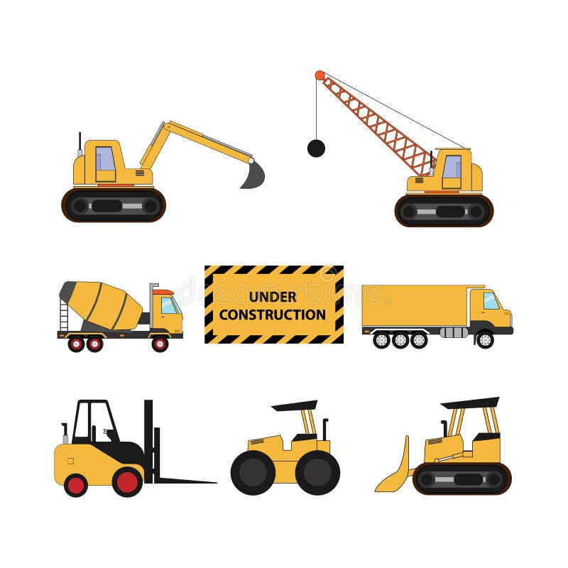 Design Illustrations of Various Forms of Construction Vehicles Stock ...