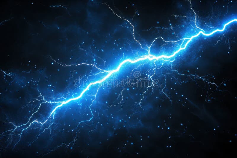 Design an Image of a Bright Blue Lightning Bolt Striking Down on a ...