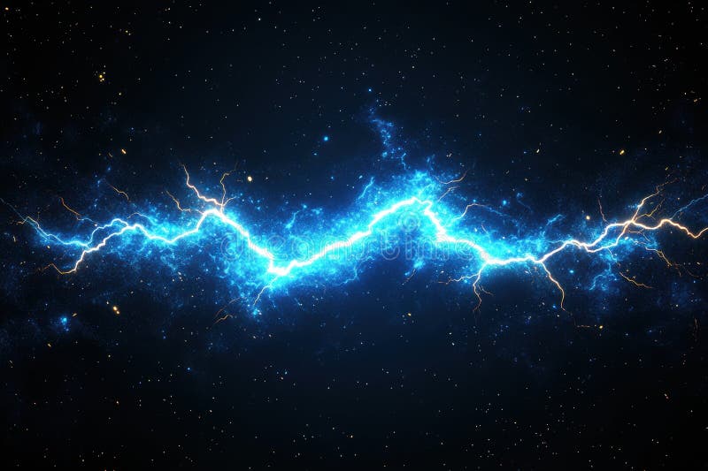 Design an Image of a Bright Blue Lightning Bolt Striking Down on a ...