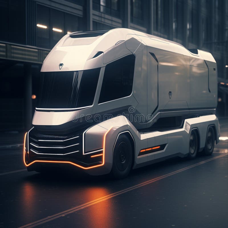 Design Image of a Lorry in the Future Moving Towards Its Destination ...