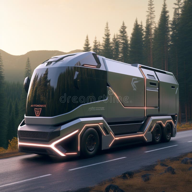 Design Image of a Lorry in the Future Moving Towards Its Destination ...