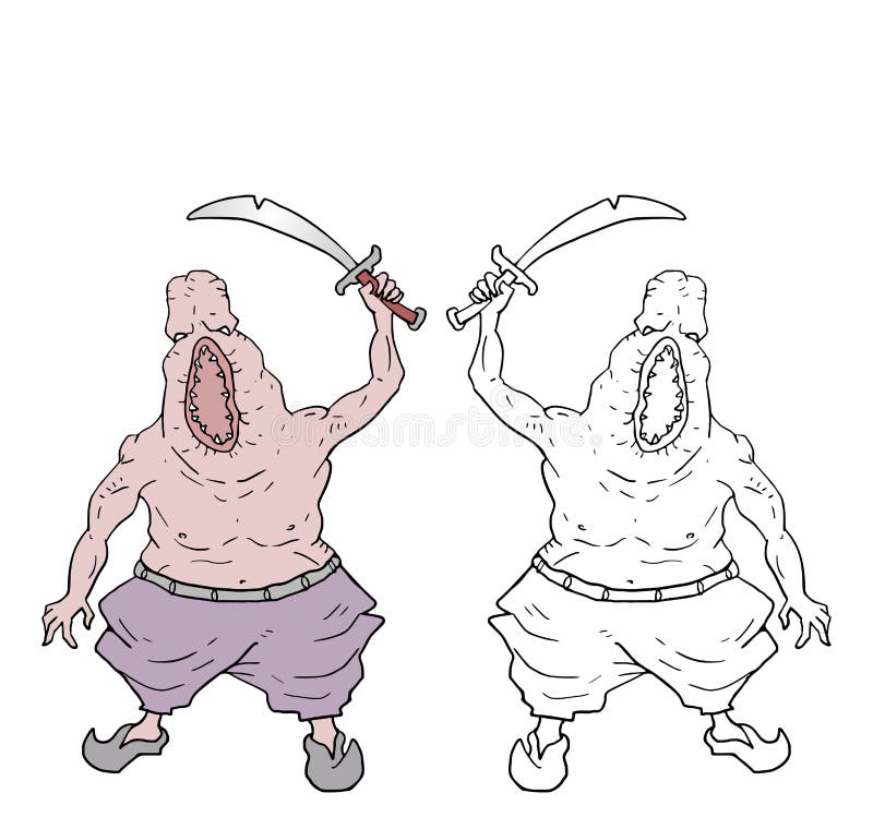 Imaginative creature draw stock vector. Illustration of warrior - 128471916