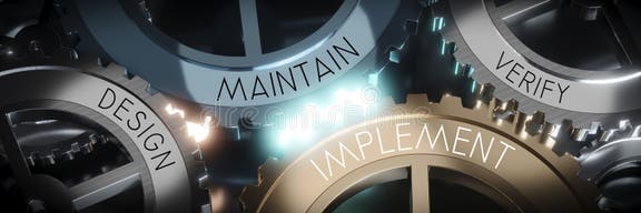 Design, Implement, Maintain, Verify - Gears Concept Stock Illustration ...