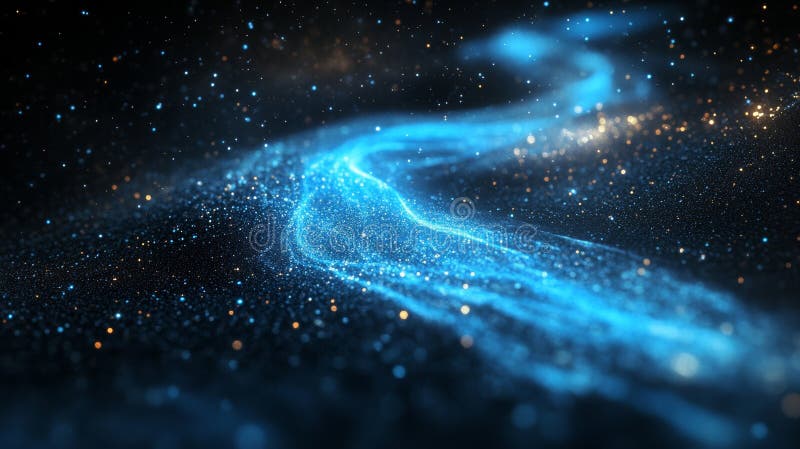 This Design Incorporates a Blue Light Trail and Particles Set Against a ...