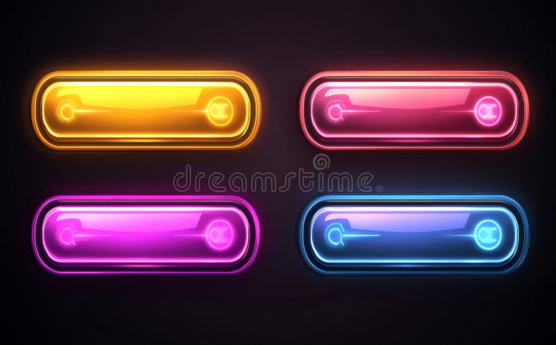 Design an Interface with Colorful Glowing Buttons in Various Shapes and ...
