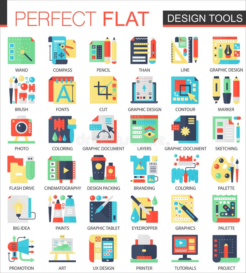 Design Interface Tools Vector Complex Flat Icon Concept Symbols for Web ...