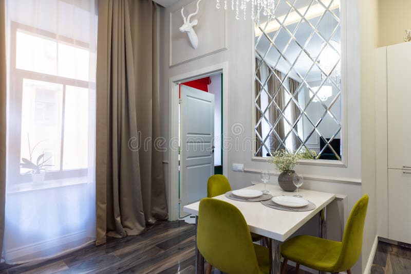 Design Interior Kitchen with Table and Chairs Stock Image - Image of ...