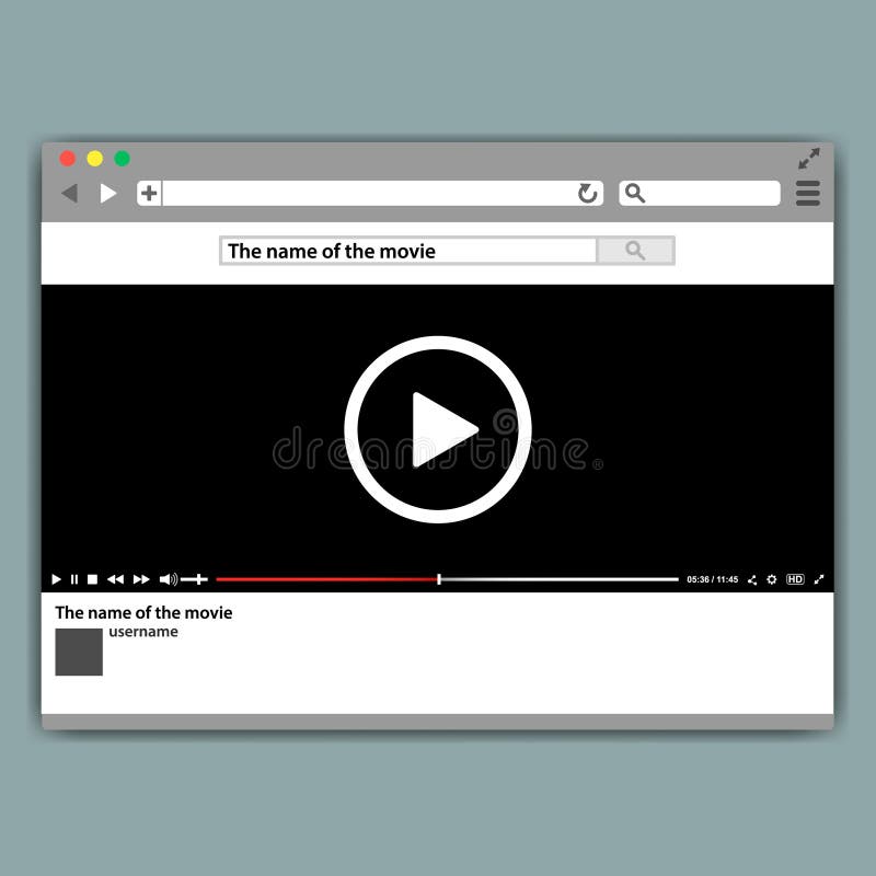 Design Internet Browser Video Player Template. Modern Video Frame ...