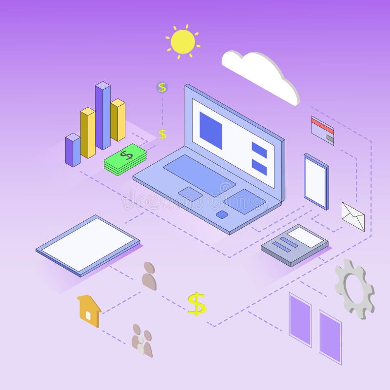 Design isometric vector stock vector. Illustration of software - 376272806