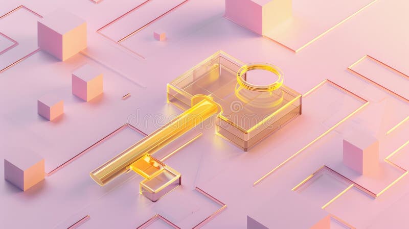 Design an Isometric View of an Elegantly Detailed 3D Key Set Against a ...