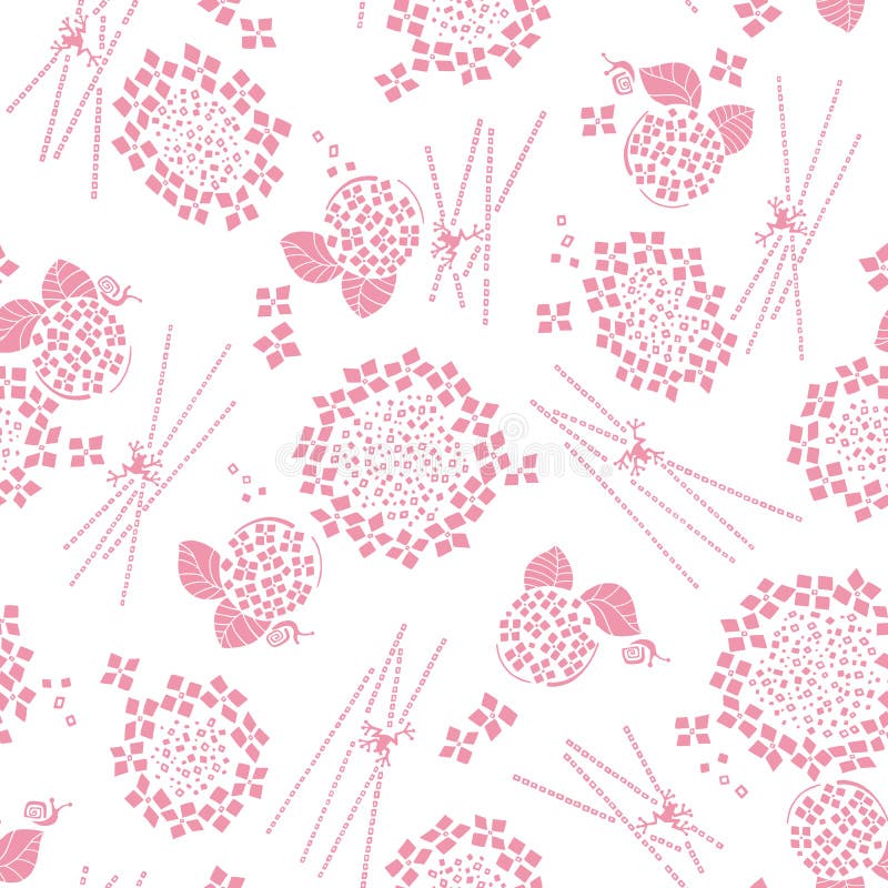 Abstract Japanese Style Hydrangea Pattern, Stock Vector - Illustration ...