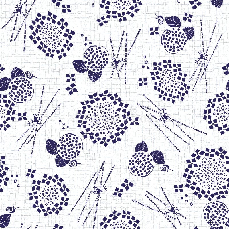 Abstract Japanese Style Hydrangea Pattern, Stock Vector - Illustration ...