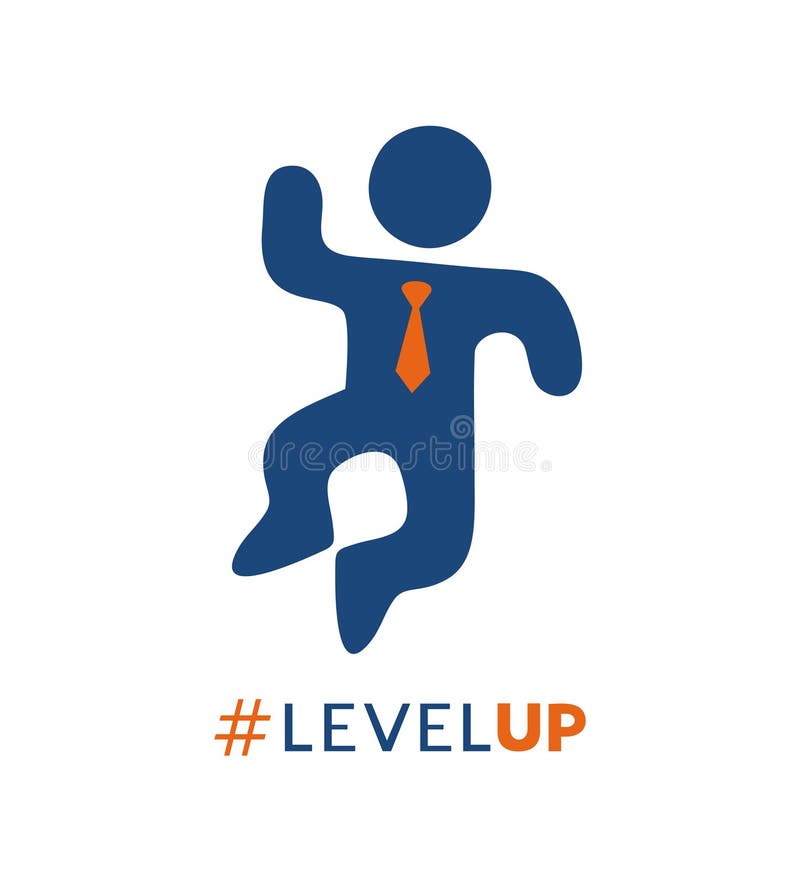 Design of Jump Man Icon and Level Up Message Stock Vector ...