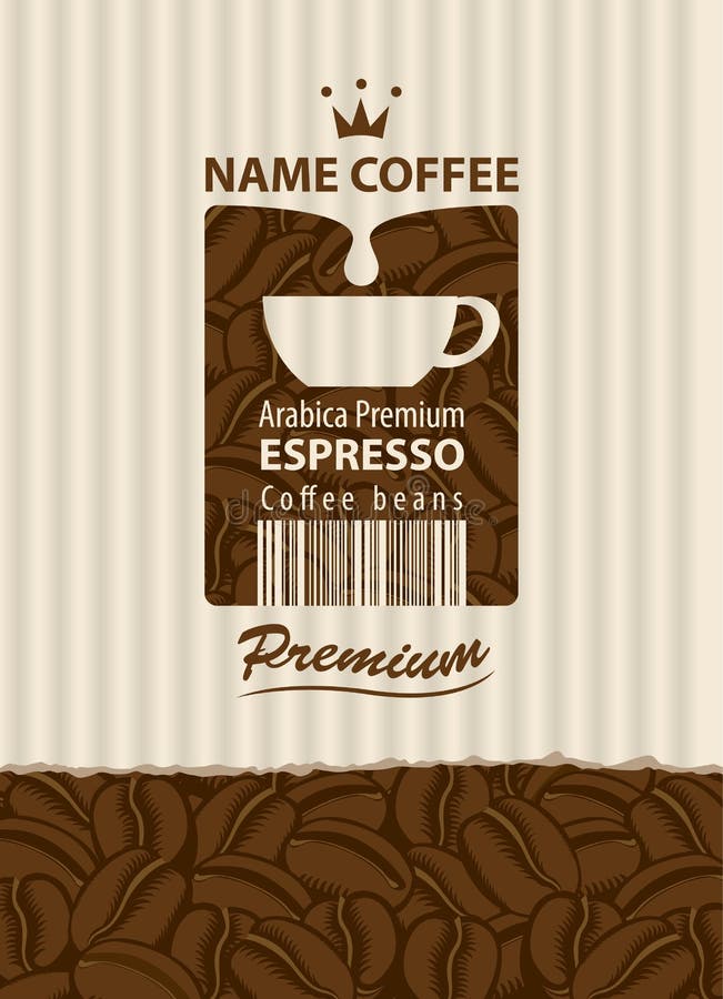 Design Label for Coffee Beans with Cup in Retro Stock Vector ...