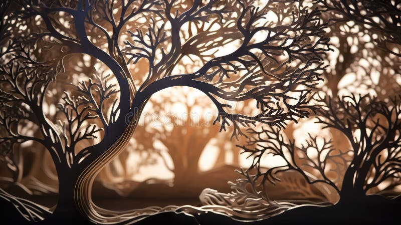 Design laser cut tree stock illustration. Illustration of intricate ...