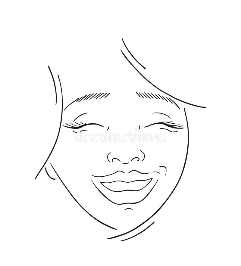 Design of Laughing Woman Face Draw Stock Vector - Illustration of ...