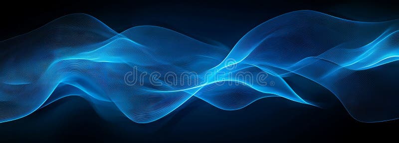 Design of a Light Blue Glowing Abstract Wave on a Dark Blue Grainy ...
