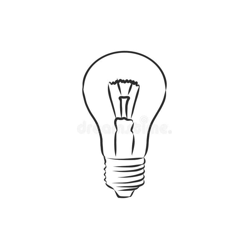 Design of Light Line Vector Drawing, Light Bulb Vector Sketch ...