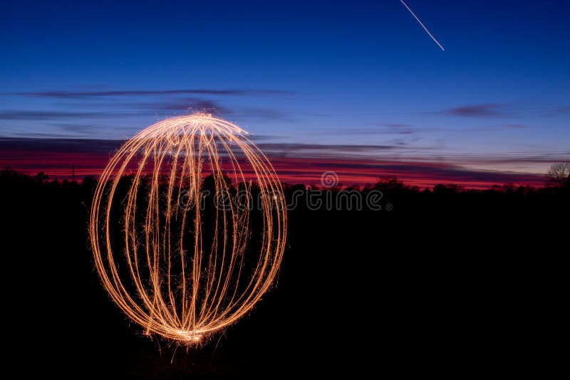 Design of a Light Painting during a Long Exposure Stock Image - Image ...