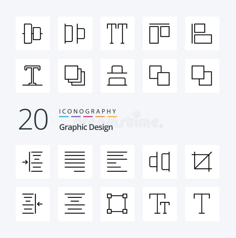 20 Design Line Icon Pack Like Path Center Right Align Right Stock ...