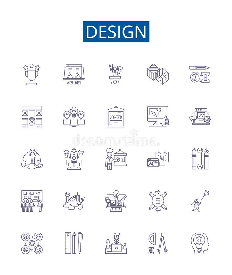 Design Line Icons Signs Set. Design Collection of Design, Creativity ...