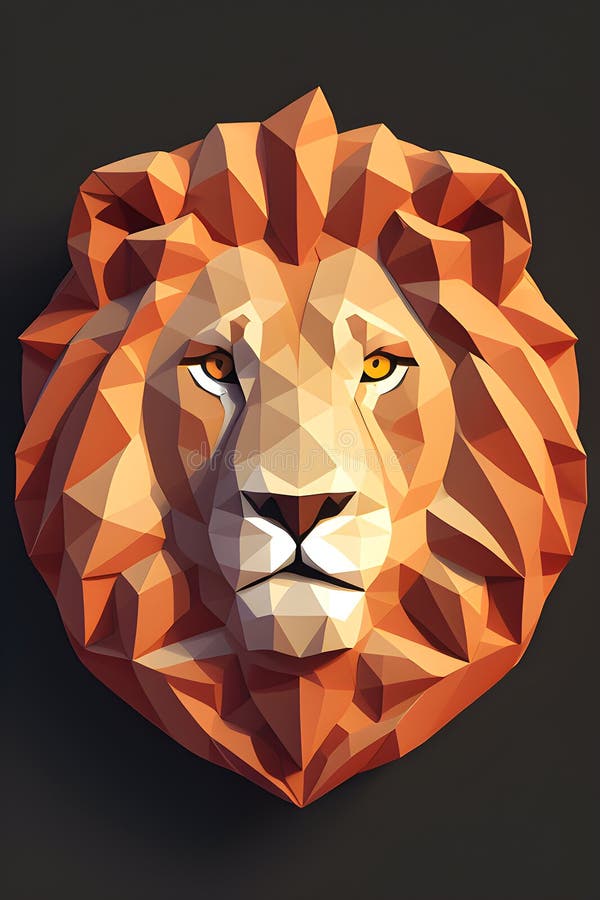 Design a Lion Head Logo in a Simple Vector Style with Low Poly Color ...