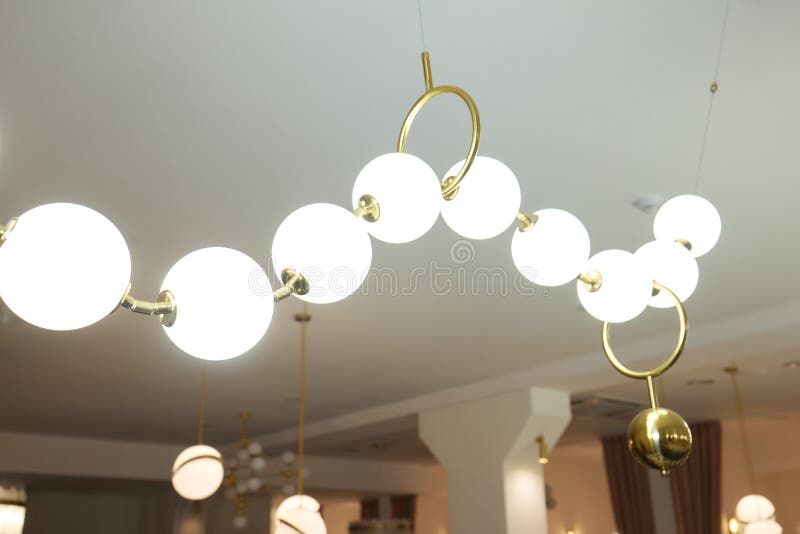 Design Loft Lamp with Dim Light and Straight Long Line of Beam. Stock ...