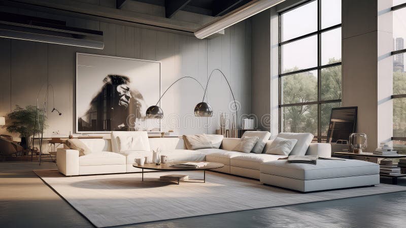 Design Loft Room Background Stock Illustration - Illustration of chic ...