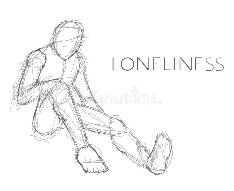 Design of Loneliness Man Draw Stock Illustration - Illustration of ...