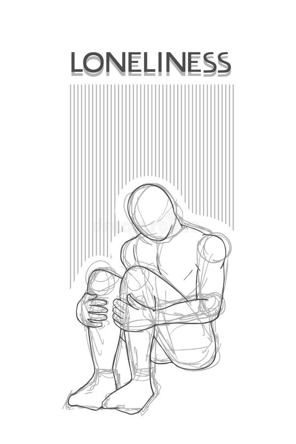 Design of Loneliness Man Illustration Stock Vector - Illustration of ...