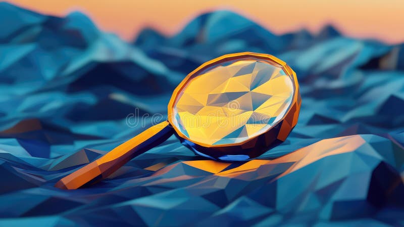 Design Low Poly Style Melting Magnifying Glass Stock Illustration ...