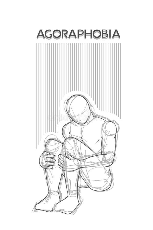 Design of Man with Agoraphobia Stock Vector - Illustration of afraid ...